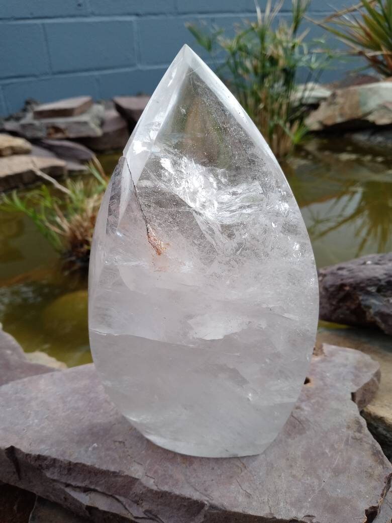 2.65 Lb Clear Quartz Crystal Flame With Flat Cut Base. Water | Etsy