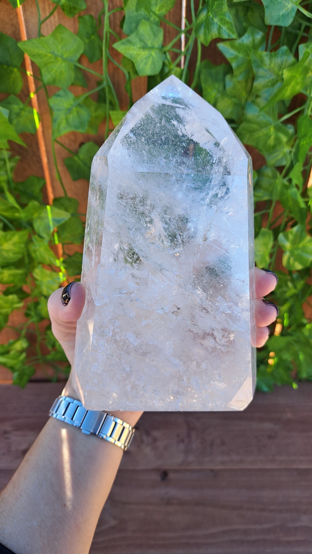 3.28 Lb Large Polished Quartz Crystal Point. 6.7 Inch Channeling Quartz ...