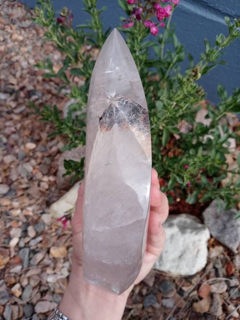 2.65 Lb Clear Quartz Crystal Flame With Flat Cut Base. Water | Etsy