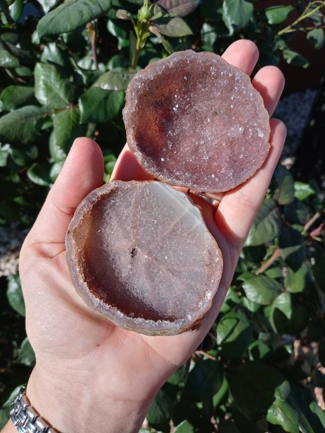 3.96 Oz. Geode Cut in Half. Geode Pair. Polished Geode With Quartz ...