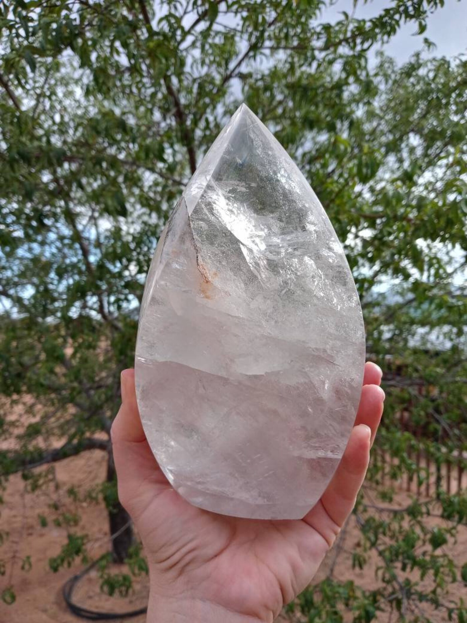 2.65 Lb Clear Quartz Crystal Flame With Flat Cut Base. Water | Etsy