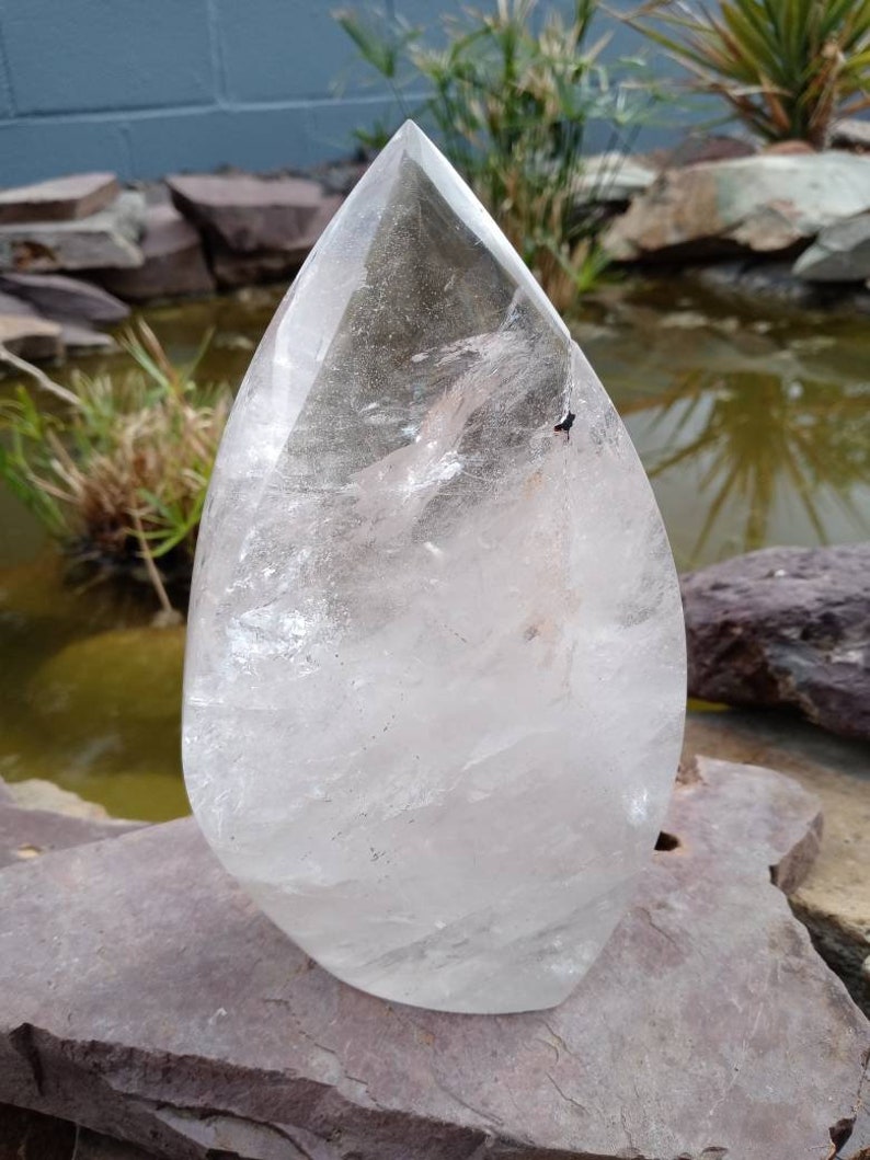 2.65 Lb Clear Quartz Crystal Flame With Flat Cut Base. Water | Etsy