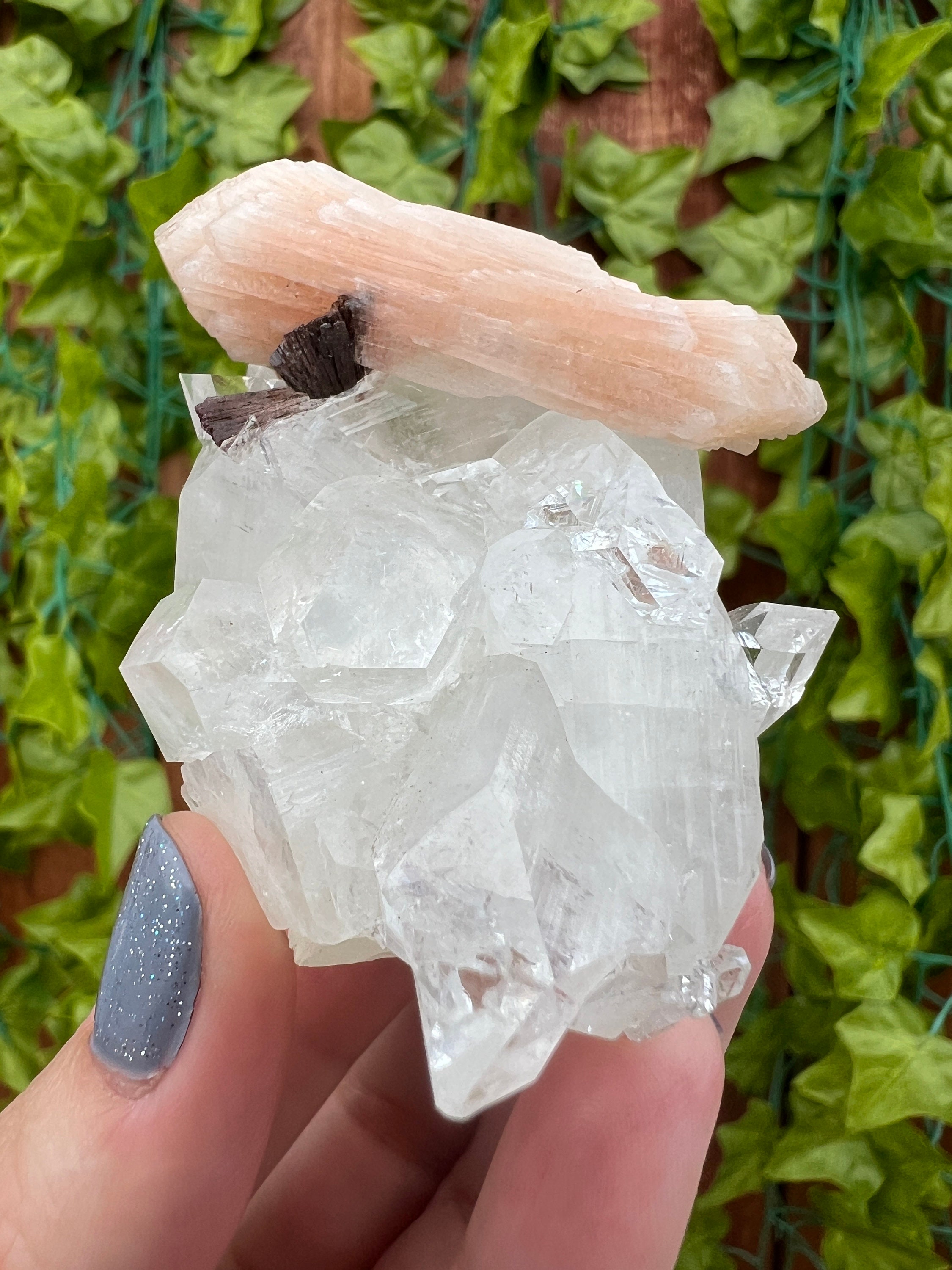 3.81 Oz. AA Grade Apophyllite Crystal Cluster Stalactite With Stilbite ...