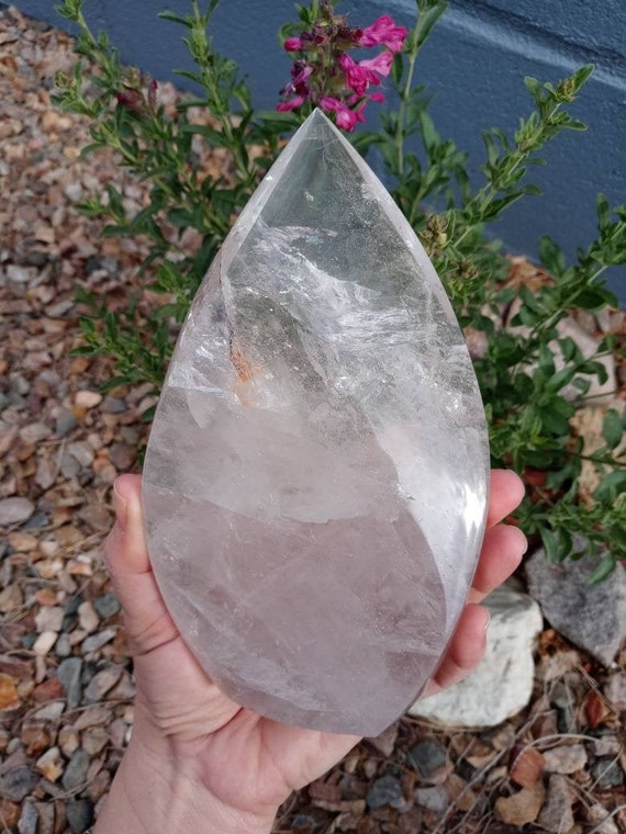 2.65 Lb Clear Quartz Crystal Flame With Flat Cut Base. Water | Etsy