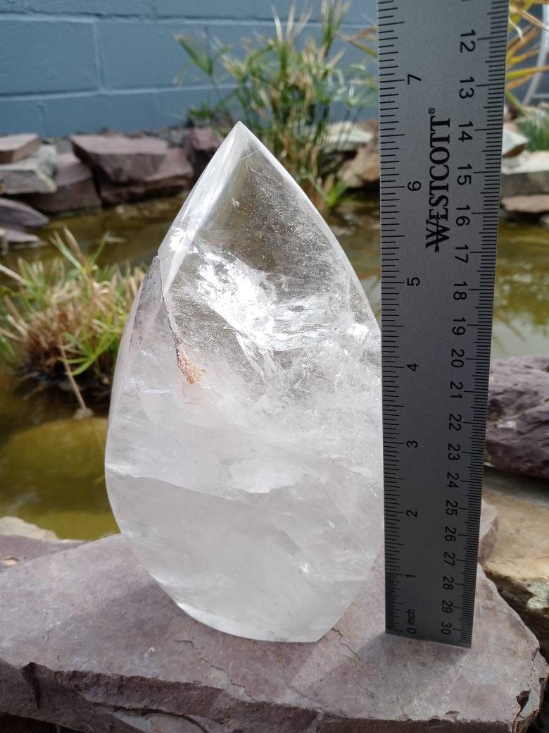 2.65 Lb Clear Quartz Crystal Flame With Flat Cut Base. Water | Etsy