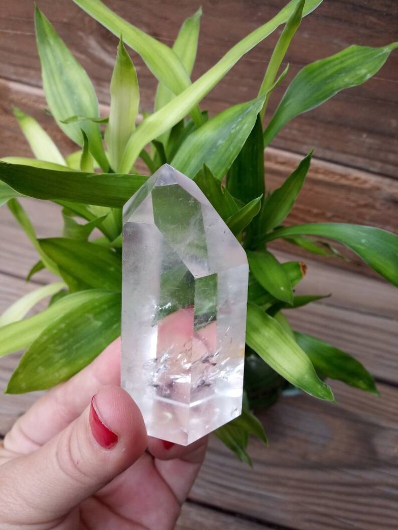 4.95 Oz Clear Quartz Crystal Channeling Point With Green | Etsy