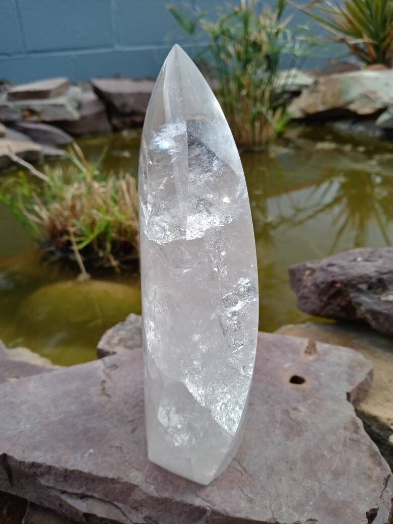 2.65 Lb Clear Quartz Crystal Flame With Flat Cut Base. Water | Etsy