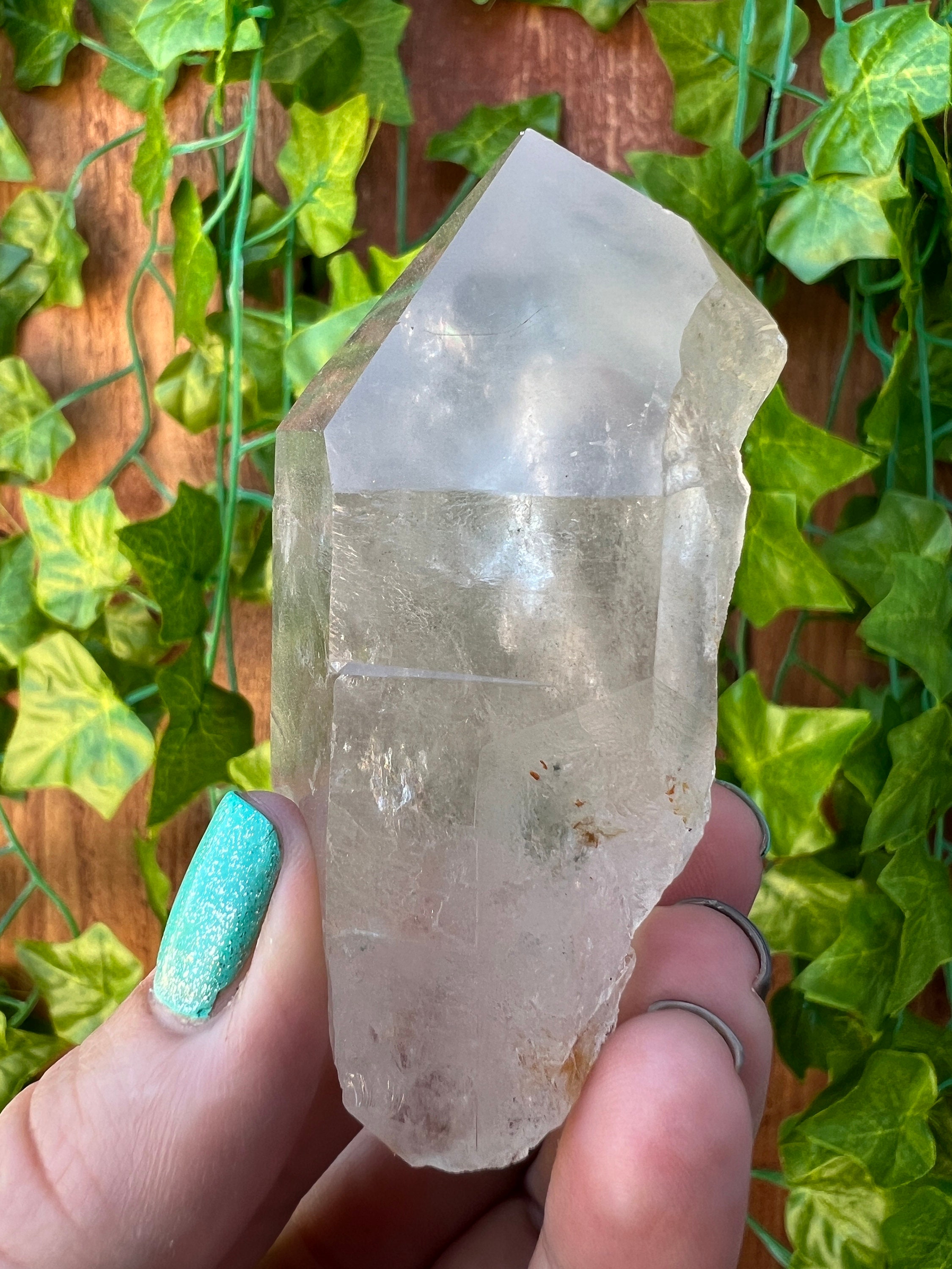 4.78 Oz. Clear Quartz Phantom Crystal Point With Chlorite Inclusions ...