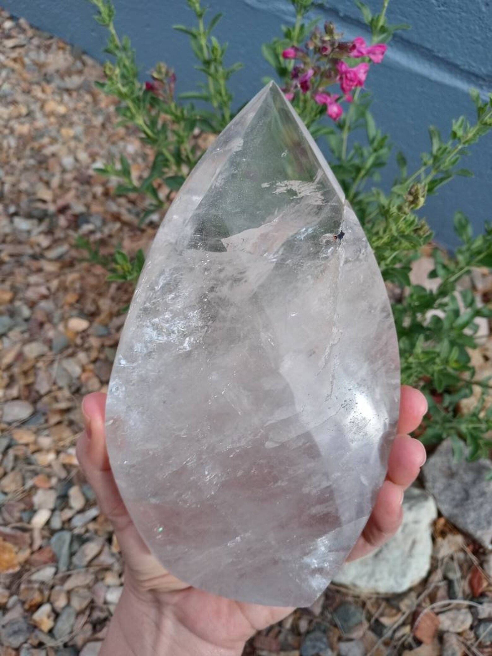 2.65 Lb Clear Quartz Crystal Flame With Flat Cut Base. Water | Etsy