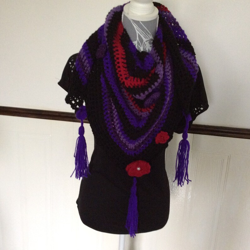 Multi Coloured Crochet Lace Shawl - Etsy