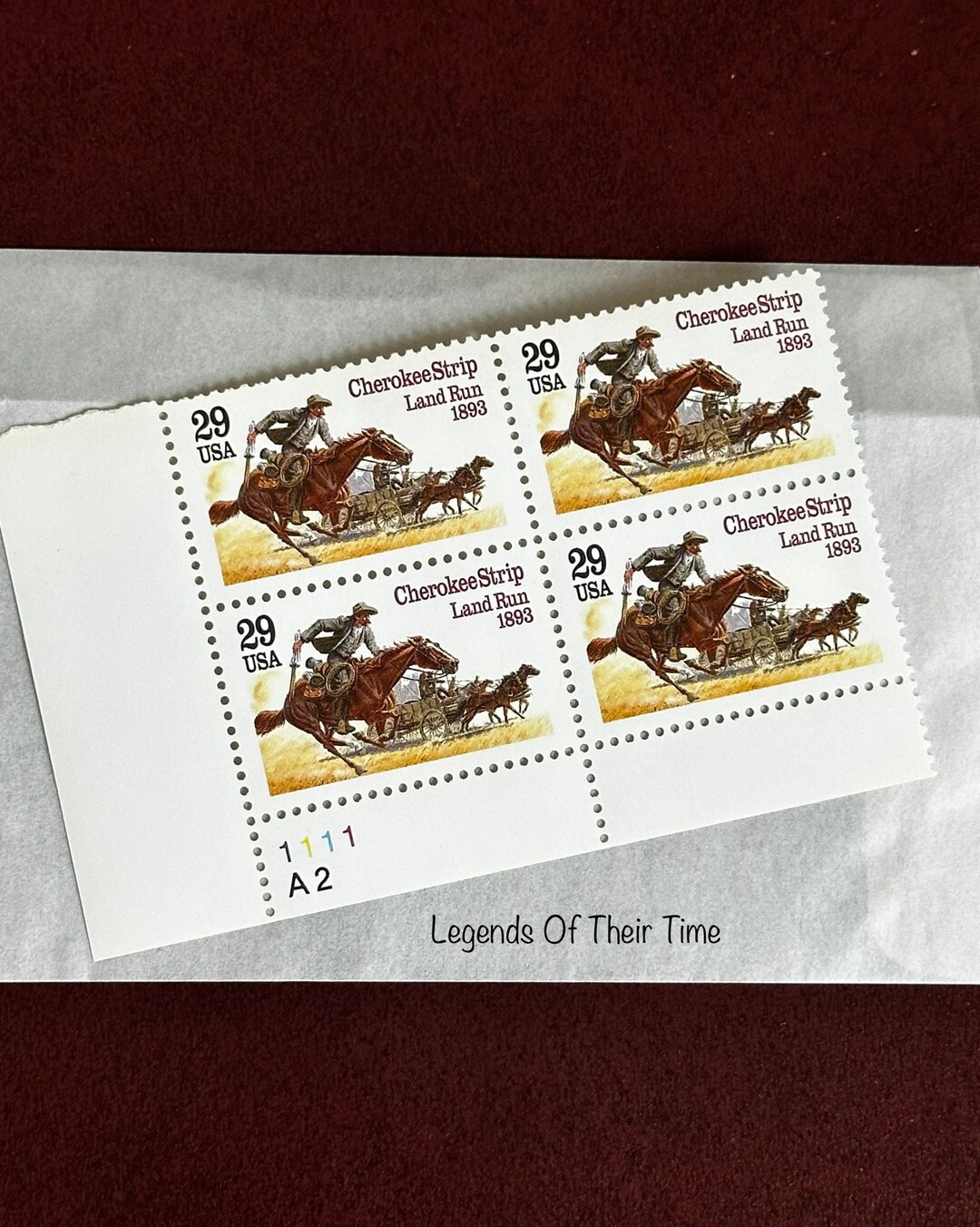 US Stamps, Scott #2754 Cherokee Strip Land Run 29c Plate Block 1993 XF ...