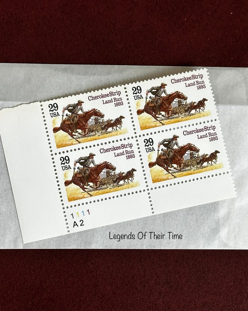 US Stamps, Scott 2754 Cherokee Strip Land Run 29c Plate Block 1993 XF M ...
