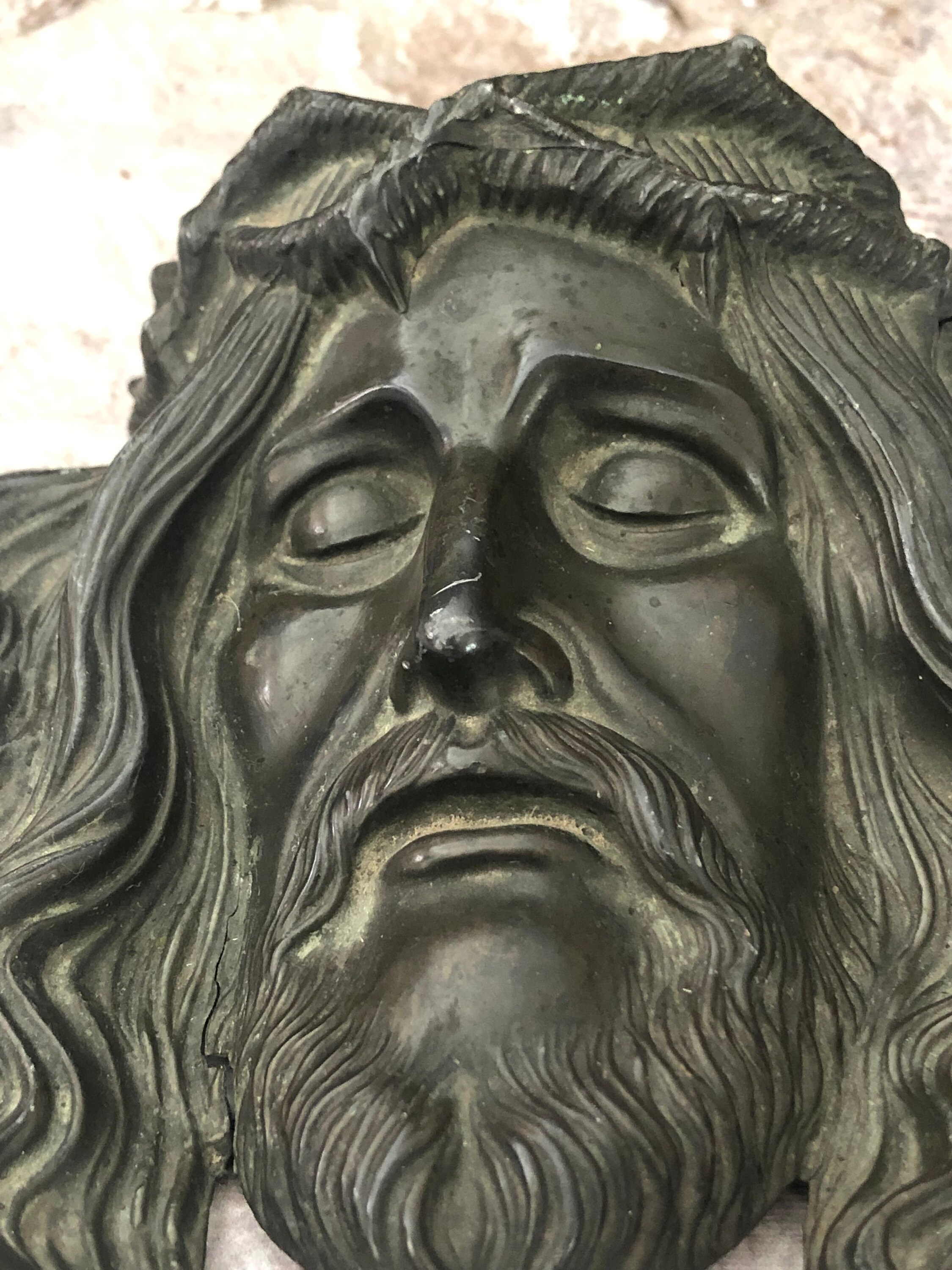 Antique Metal Cast Jesus Face - Casa Escasany Vintage Figure - Etsy