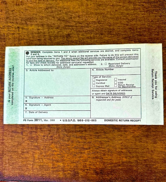 Registered Post Receipt