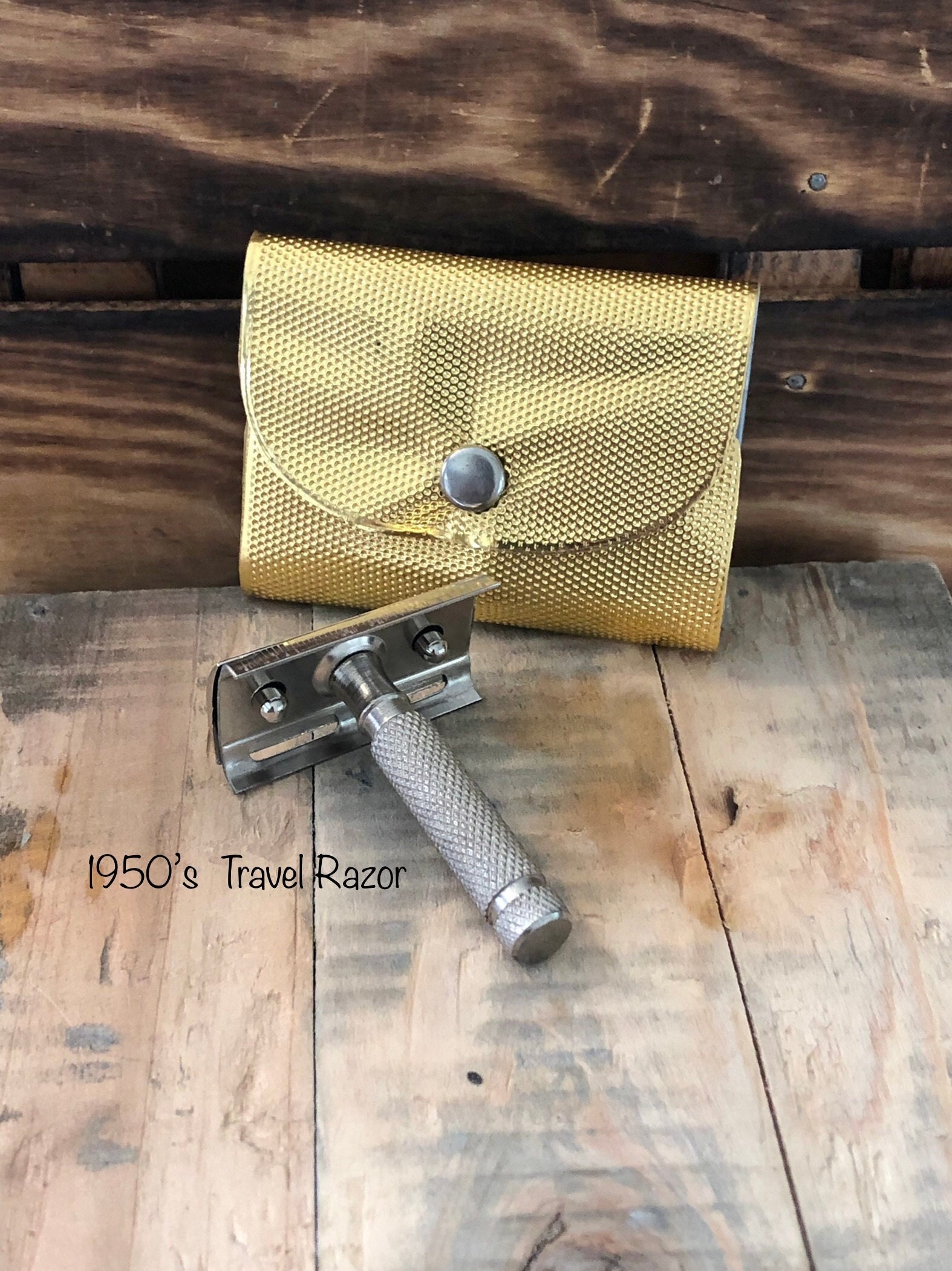 Vintage Travel Razor, Made in Germany Double Edge Travel Razor in Gold ...