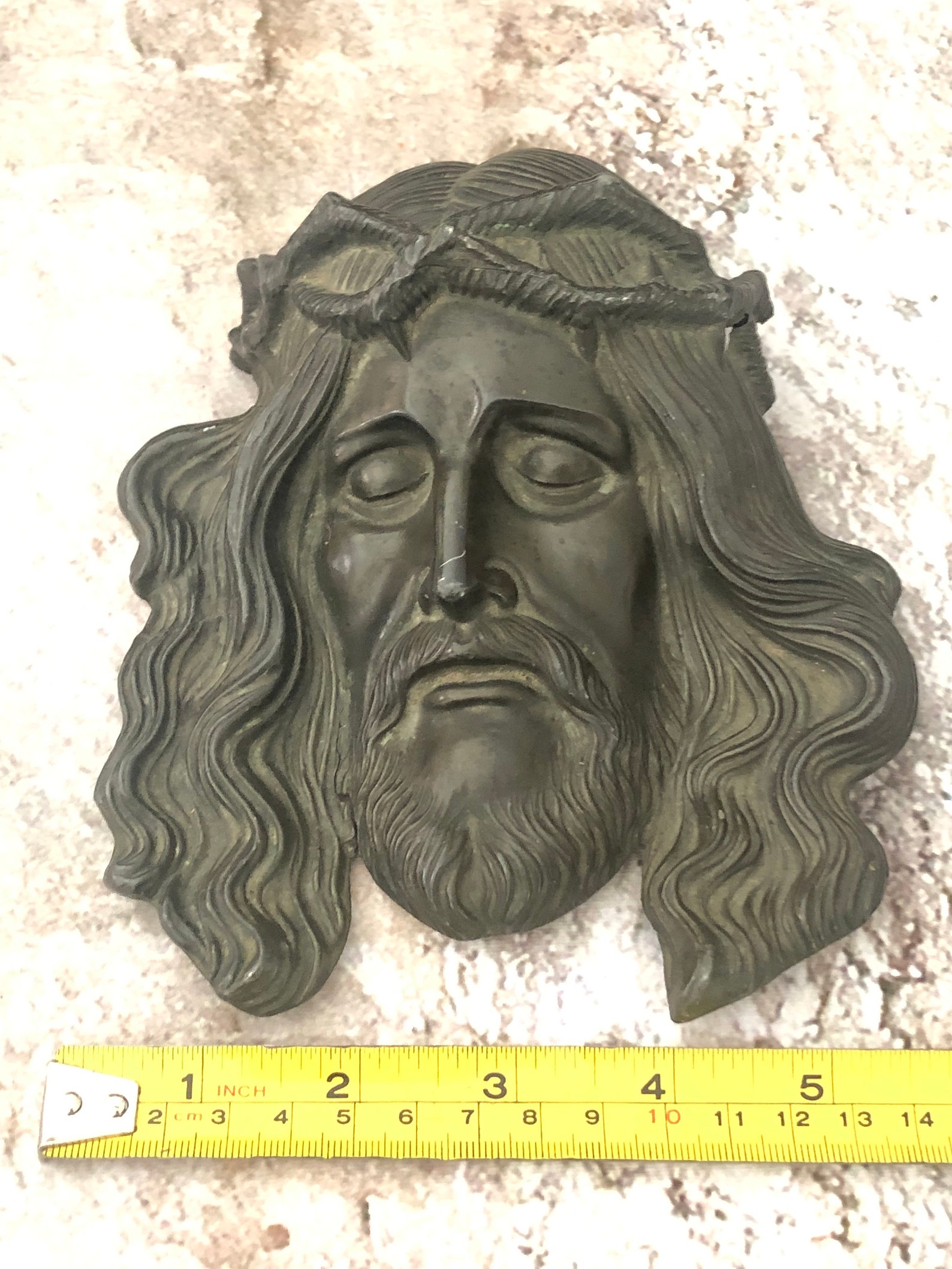 Antique Metal Cast Jesus Face - Casa Escasany Vintage Figure - Etsy