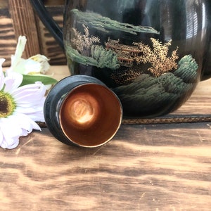 Vintage Chinese Hand Painted Black & Gold Lacquer Mid Century Teapot - Etsy