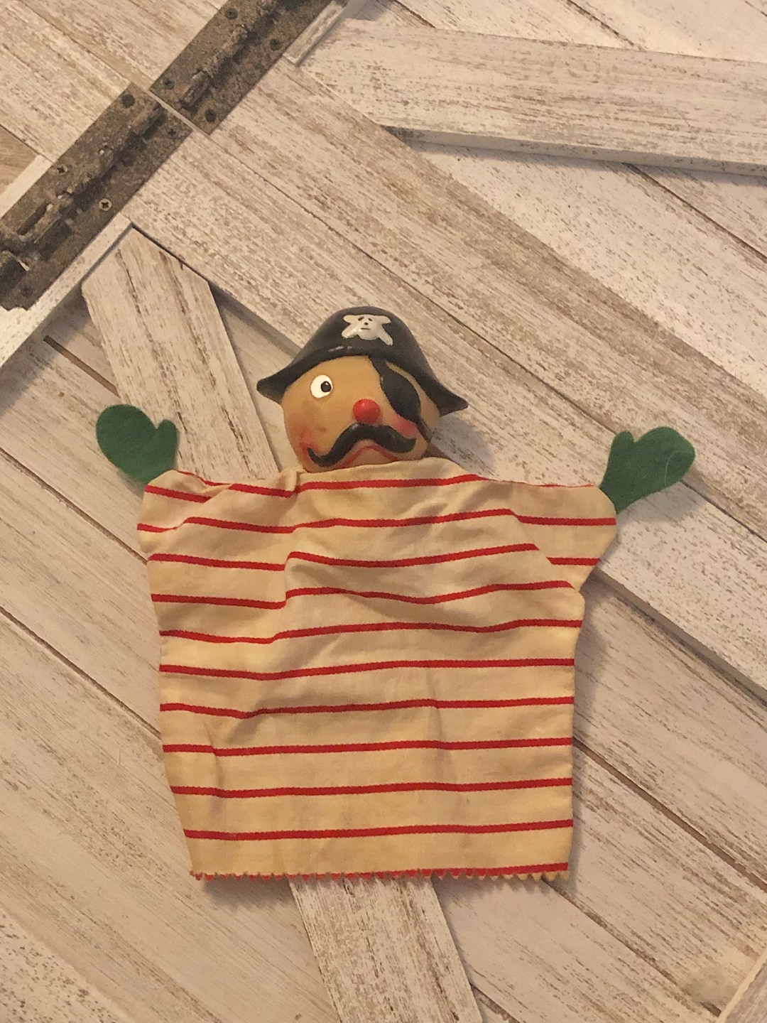 Mid Century Hand Puppet, Vintage Hand Puppet, Pirate Rubber Head Puppet ...