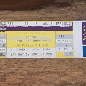 Vintage Concert Ticket Subs NSYNC POP ODYSSEY 2001 Miami Florida ...