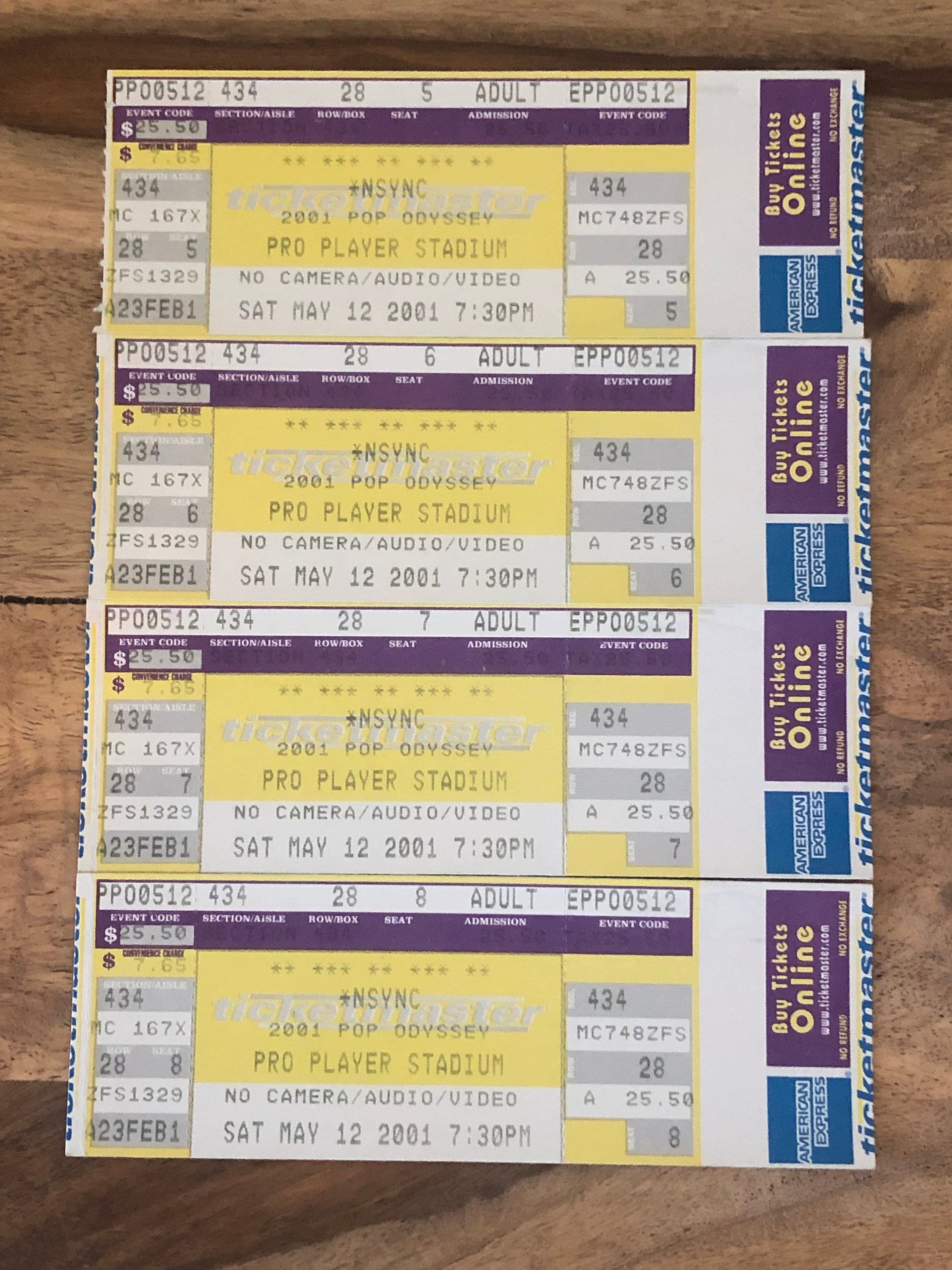 Vintage Concert Ticket Subs NSYNC POP ODYSSEY 2001 Miami Florida ...