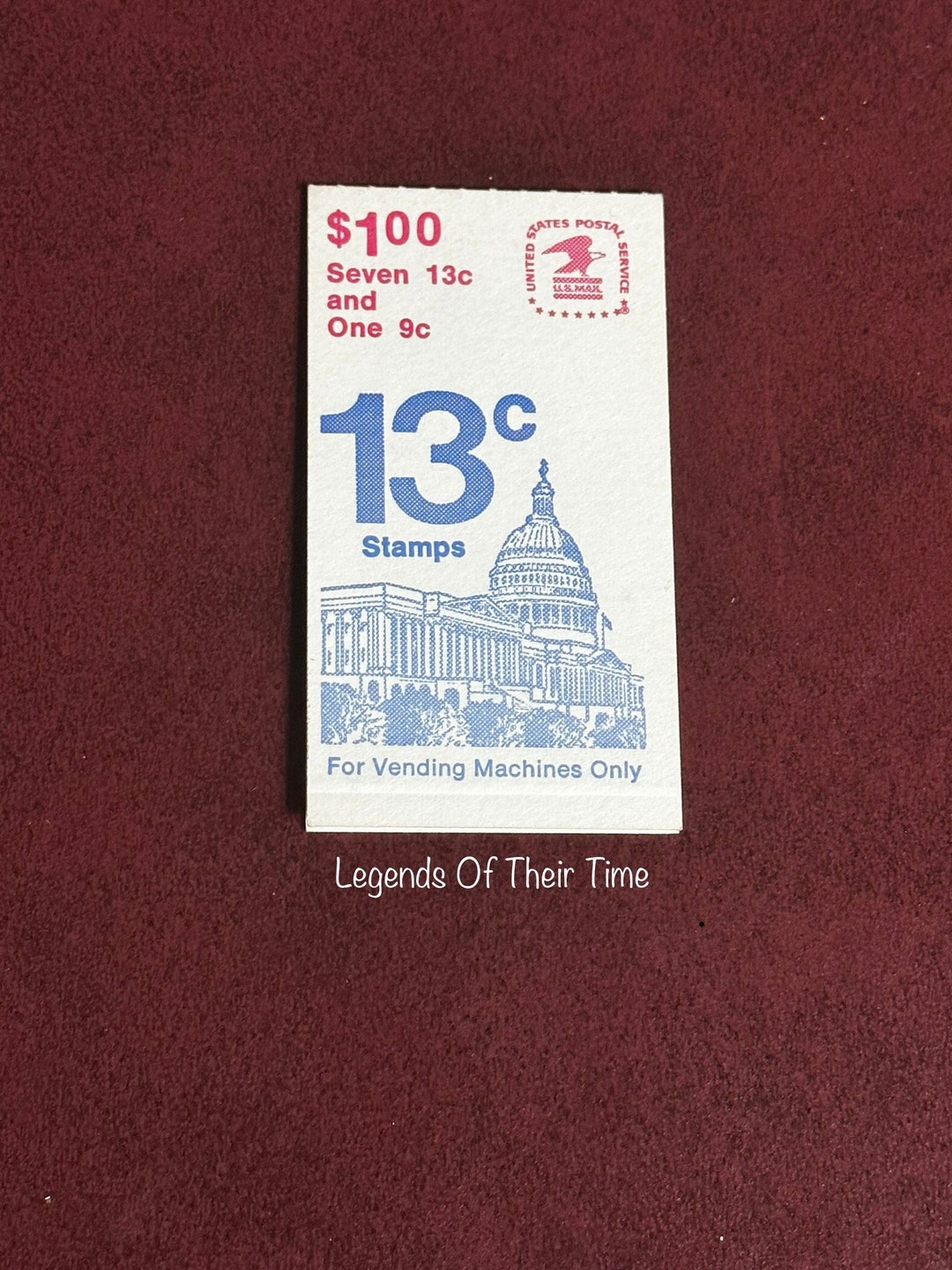 1977 US Vintage Stamps BK131, Scott 1623a, 13c Flag Over Capitol + 9c ...