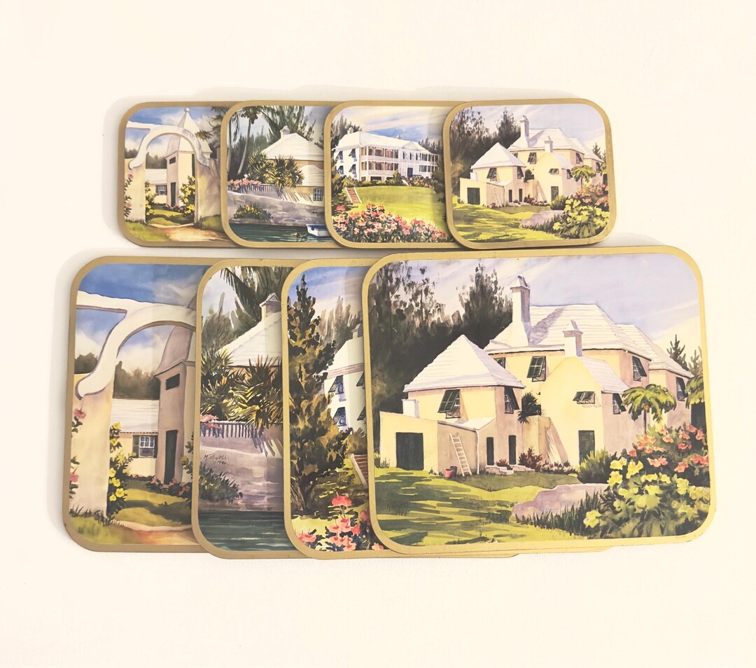 Vintage Mary Powell Bermuda's Landmarks Place Mats and Coasters, 1980's ...