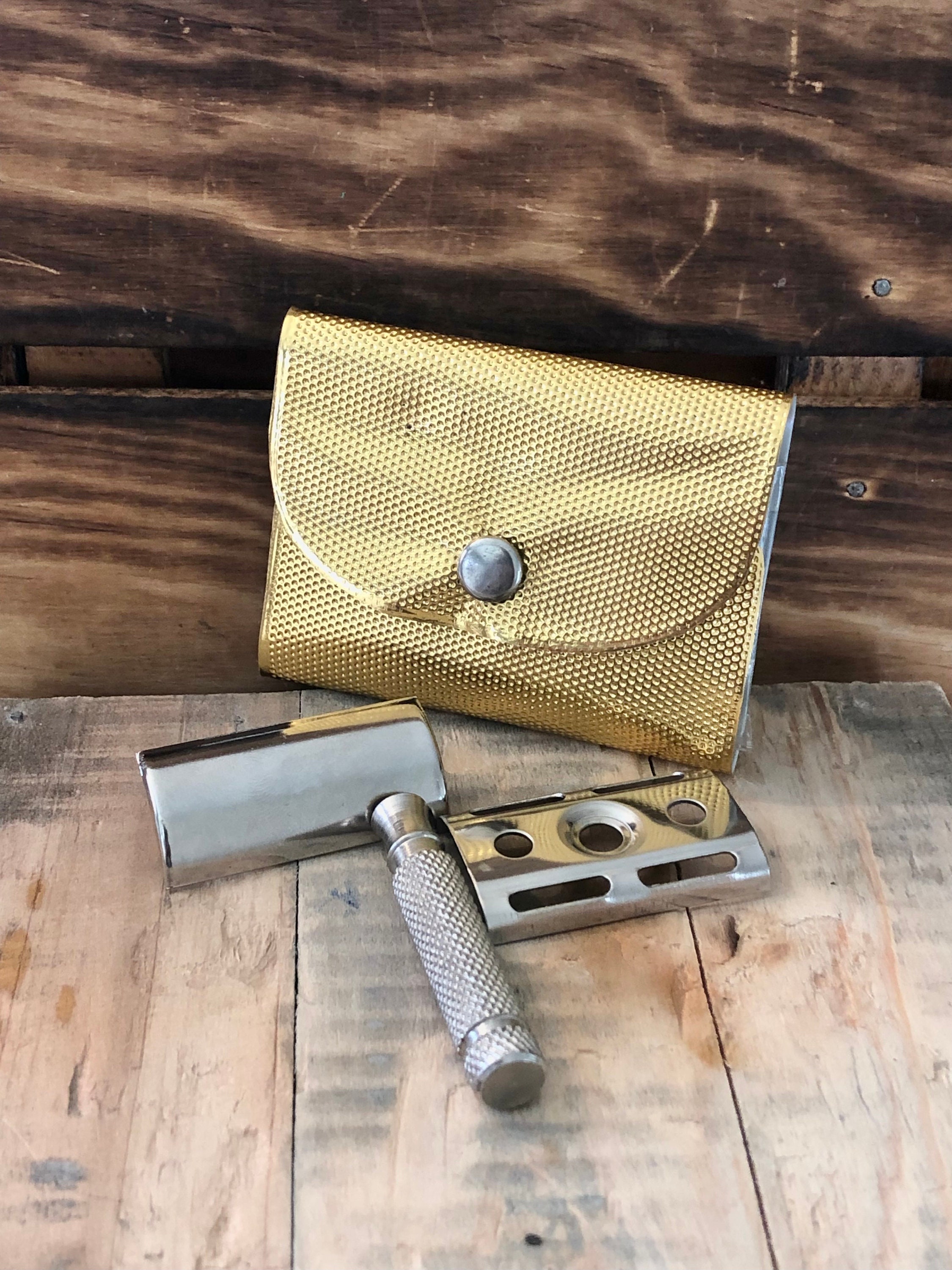 Vintage Travel Razor, Made in Germany Double Edge Travel Razor in Gold ...