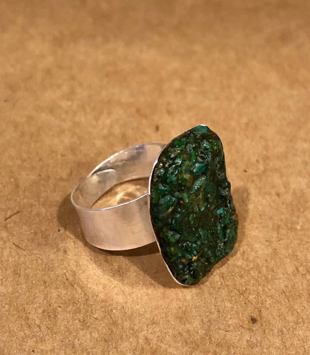 Silver 925 Stamped Vintage Emerald Green Silver Ring With Golden ...