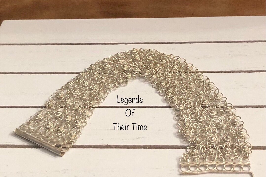 Vintage Melted Silver Coins Chain Link Bracelet, 1968 Mozambique Tiny ...