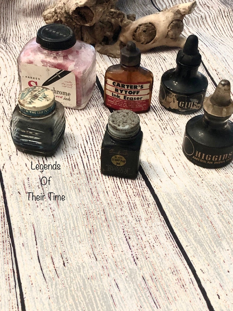 Vintage Ink Bottles, Sanford's No.588 Black Stamp Pad Ink, Higgins ...