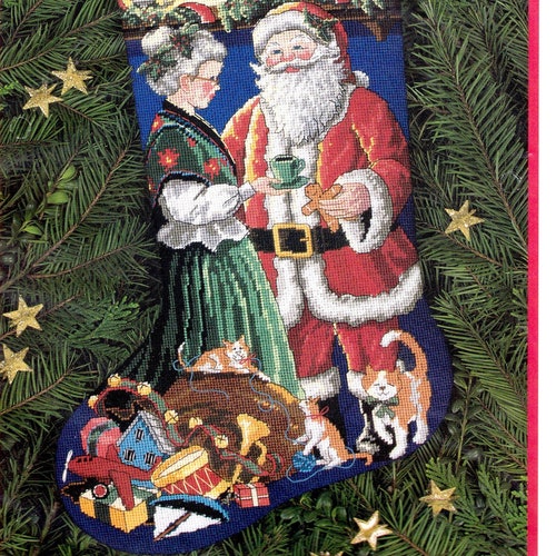 Vintage Santa Needlepoint Christmas Stocking DIY Kit - Etsy