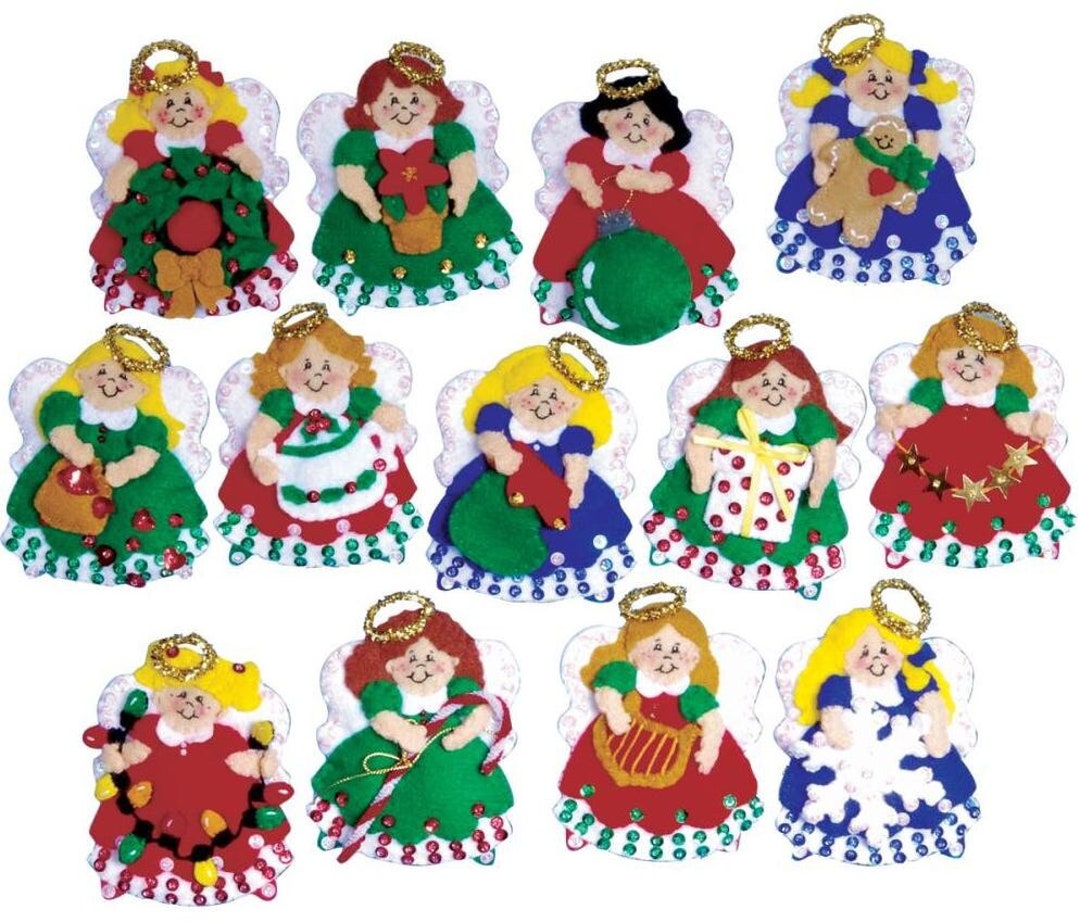DIY Design Works Lots of Angels Christmas Tree Holiday Felt Ornament ...
