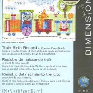 DIY Dimensions Train Birth Record Baby Animals Counted Cross Stitch Kit ...