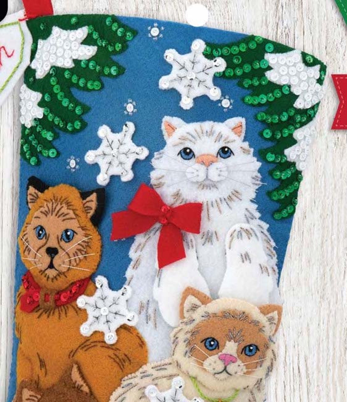 DIY Bucilla Christmas Kitties Holiday Cats Snowflakes Felt - Etsy