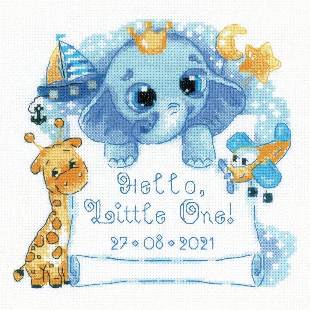 DIY Riolis Hello Little One Blue Boy Birth Announcement - Etsy