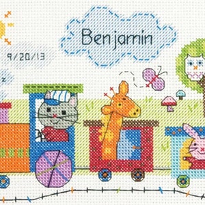 DIY Dimensions Train Birth Record Baby Animals Counted Cross Stitch Kit 73925 - Etsy