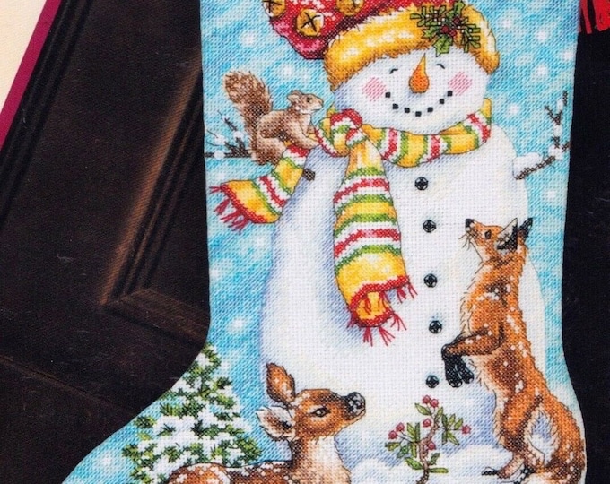 DIY Dimensions Winter Friends Snowman Counted Cross Stitch Stocking Kit ...