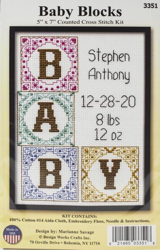DIY Design Works Baby Blocks Birth Record Gift Counted Cross - Etsy