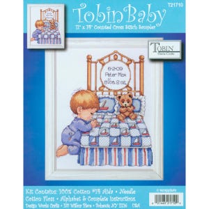 DMG DIY Tobin Bedtime Prayer Baby Birth Record Counted Cross Stitch Kit ...