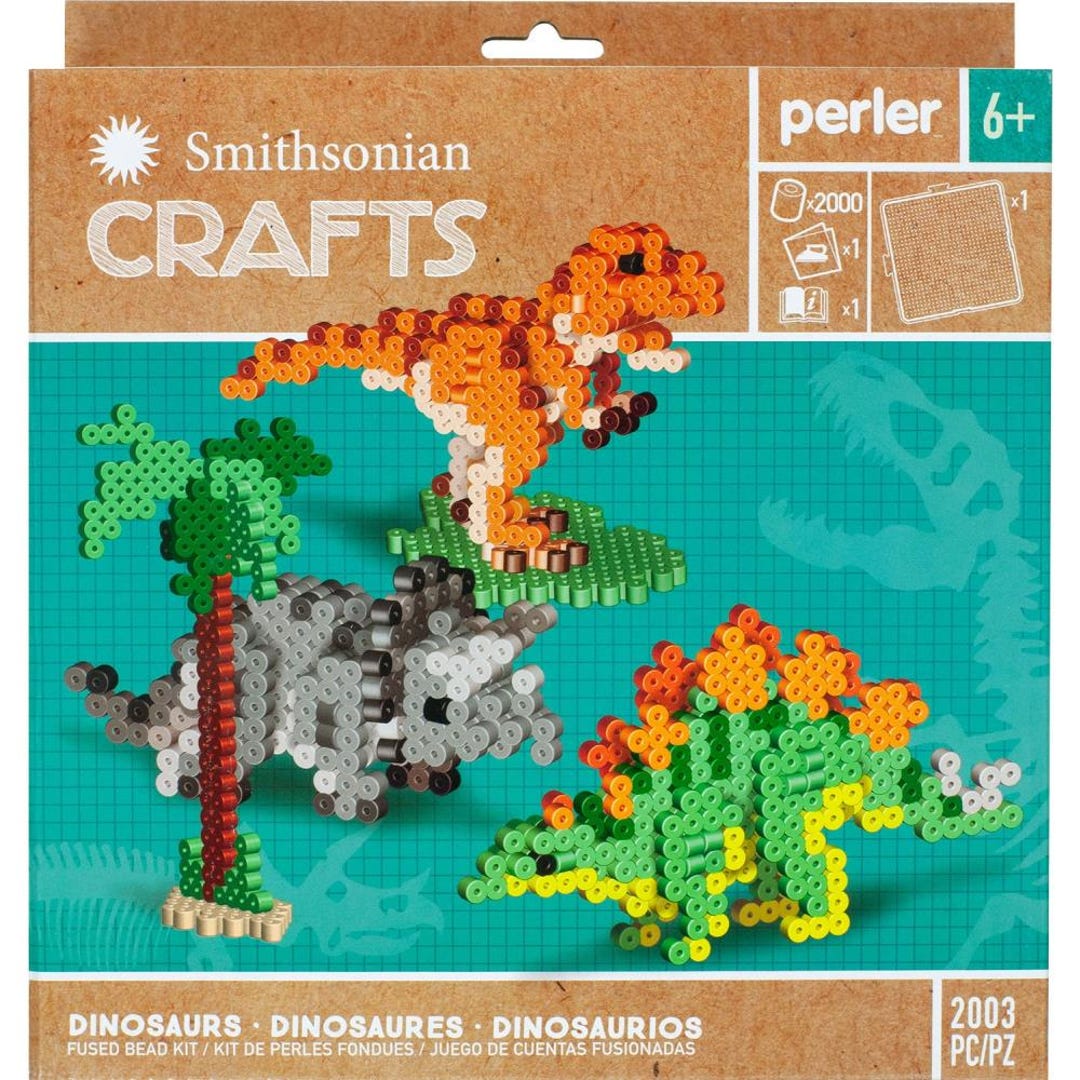 Diy Perler Dinosaurs 3d Kids Fused Bead Craft Kit Etsy