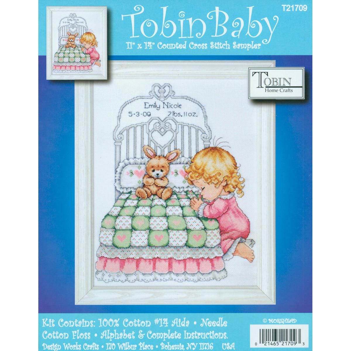 DIY Tobin Bedtime Prayer Girl Baby Birth Record Counted Cross Stitch ...
