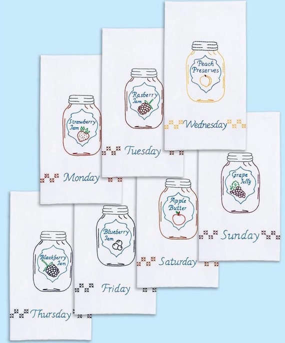 DIY Jack Dempsey Fruit Jam Mason Jars Stamped Cross Stitch | Etsy