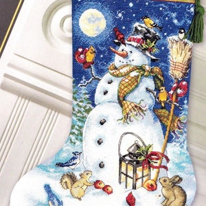 DIY Dimensions Snowman & Friends Counted Cross Stitch Stocking Kit ...