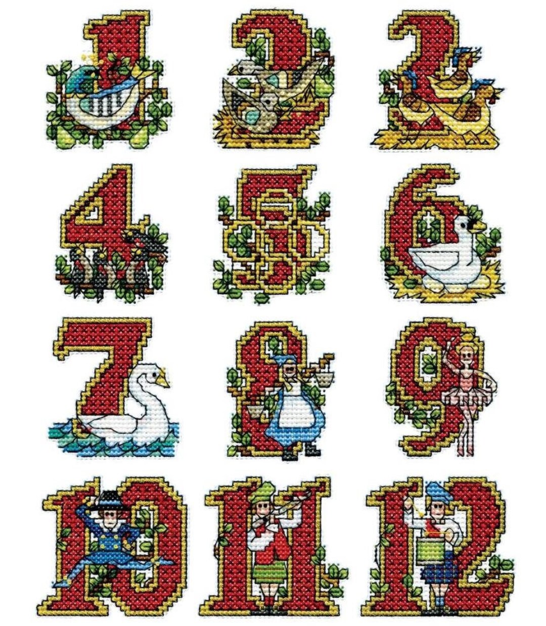 DIY Design Works Twelve Days Christmas Holiday Plastic Canvas Ornament ...