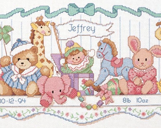 DIY Dimensions Toy Shelf Birth Record Baby Counted Cross Stitch Kit ...