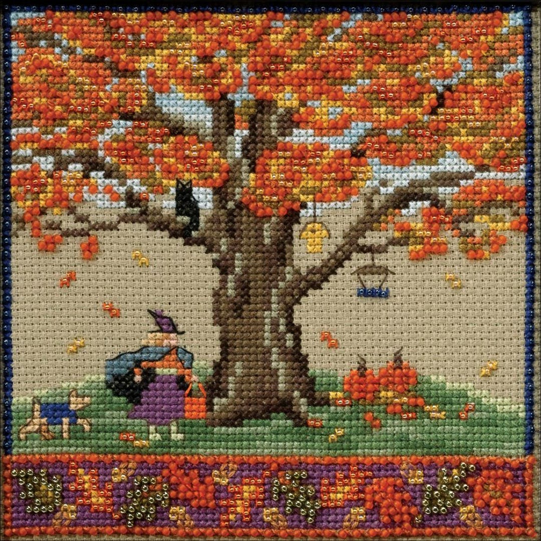 DIY Mill Hill Fall Oak Mighty Oak Quartet Tree Bead Cross Stitch ...