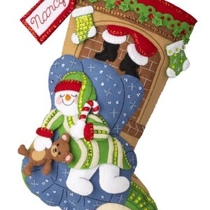 Diy Bucilla Holiday Dreaming Snowman Cat Christmas Felt Etsy