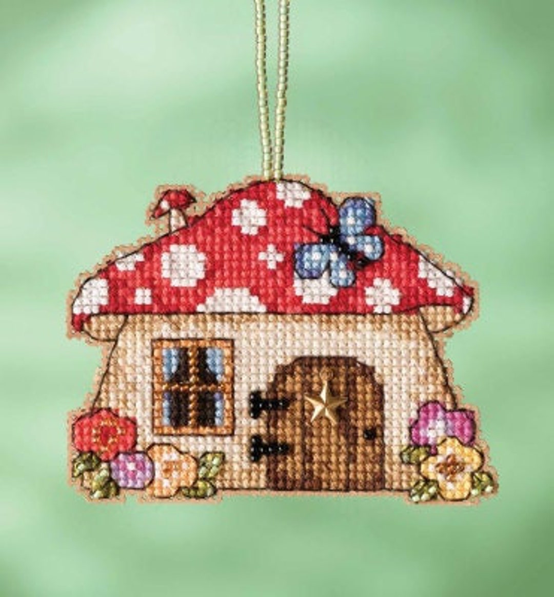 DIY Mill Hill Mushroom House Flowers Spring Glass Bead Cross Stitch ...