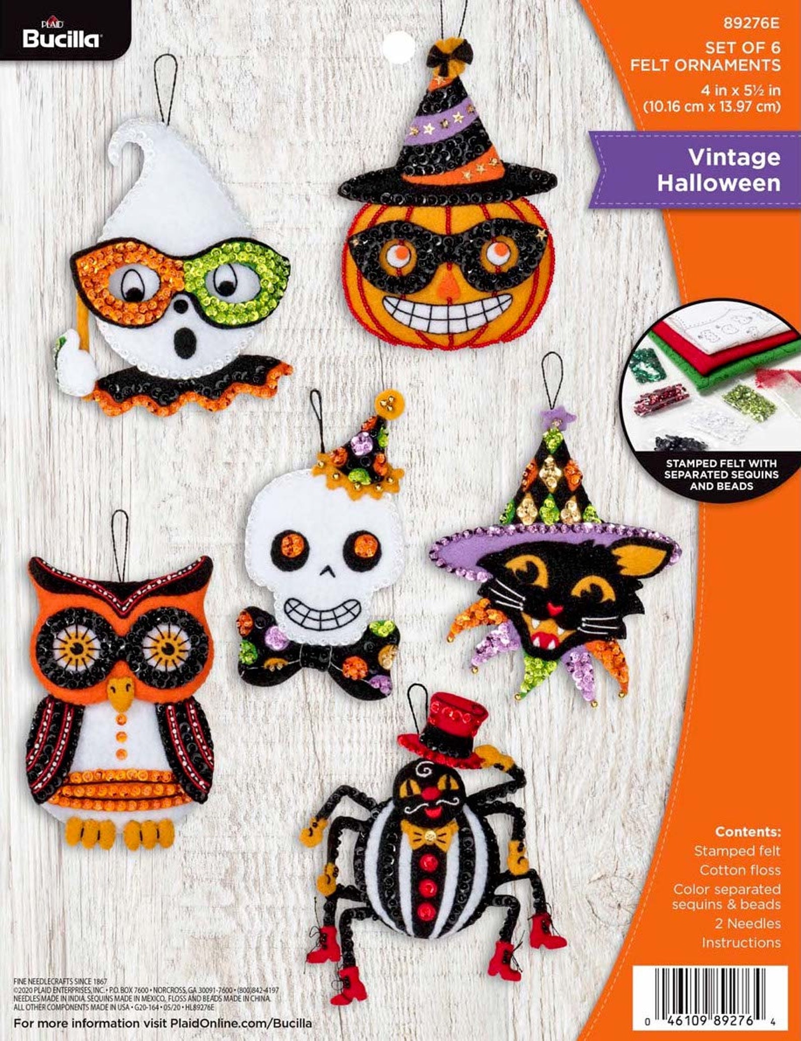 DIY Bucilla Vintage Halloween Pumpkin Ghost Cat Spider Owl | Etsy