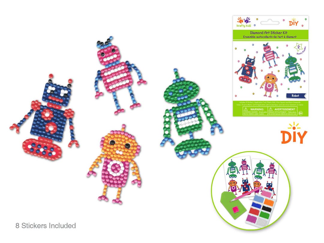 DIY Krafty Kids Robot Diamond Art Sticker Facet Bead Craft Kit - Etsy